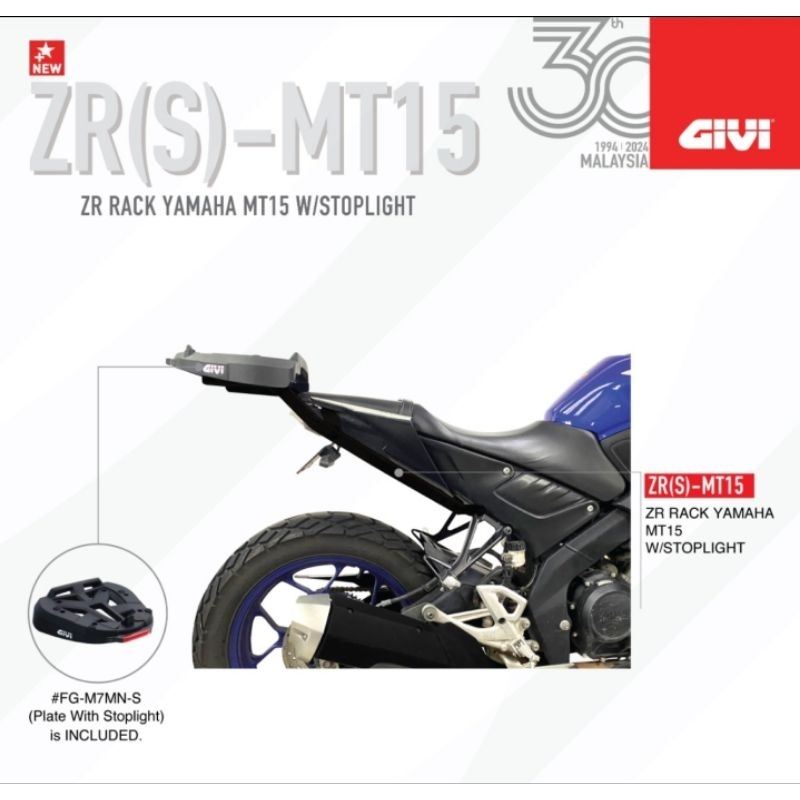 (7KG) YAMAHA MT15 GIVI MONORACK HEAVY DUTY RACK ZR-S | Shopee Malaysia