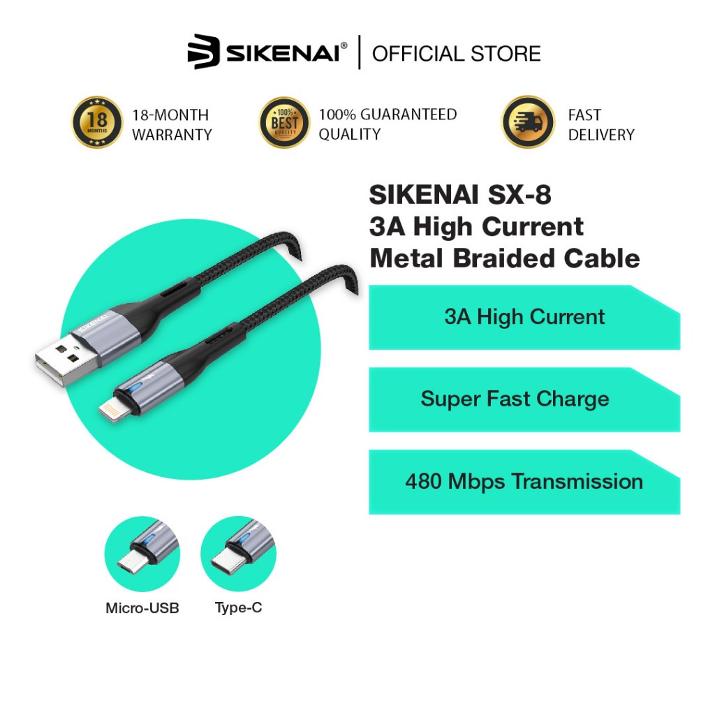 SIKENAI SX-8 3A High Current Flash Charging Intelligent Power Off Metal ...