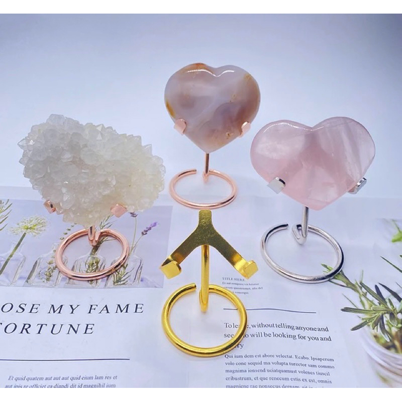 Crystal Love Raw Stone Stand Holder Metal Steel Decoration | Shopee ...