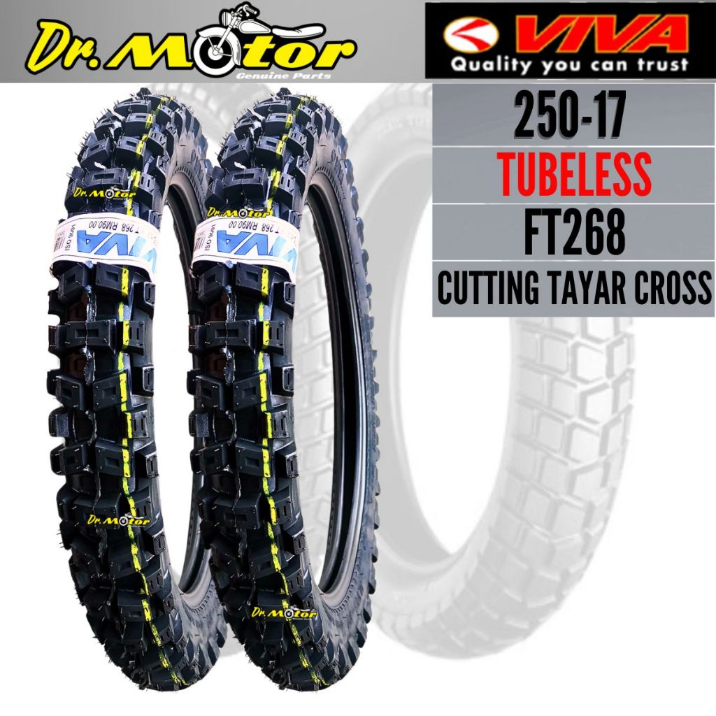 VIVA TYRE 17 18 Tube Type Tubeless FT268 250-17 275-17 250-18 Cutting ...