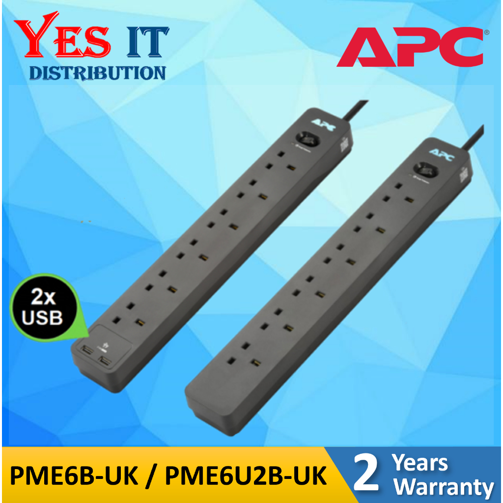 APC PME6B-UK / PME6U2B-UK (2 USB Port) SurgeArrest Essential Surge ...