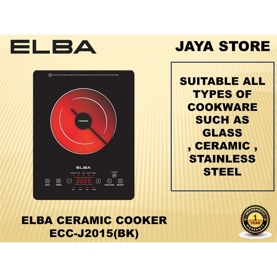 ELBA Ceramic Cooker ECC-J2015(BK) - Sensor Touch With LED Display - Black (2000W) | Shopee Malaysia