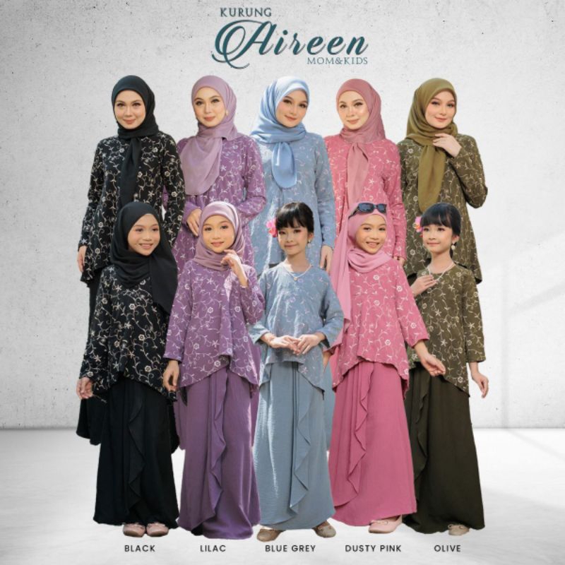 Kurung Raya Aireen/Kurung Ibu & Anak/Baju Kurung Raya Peplum/Baju Kurung Premium Italian Crepe ...