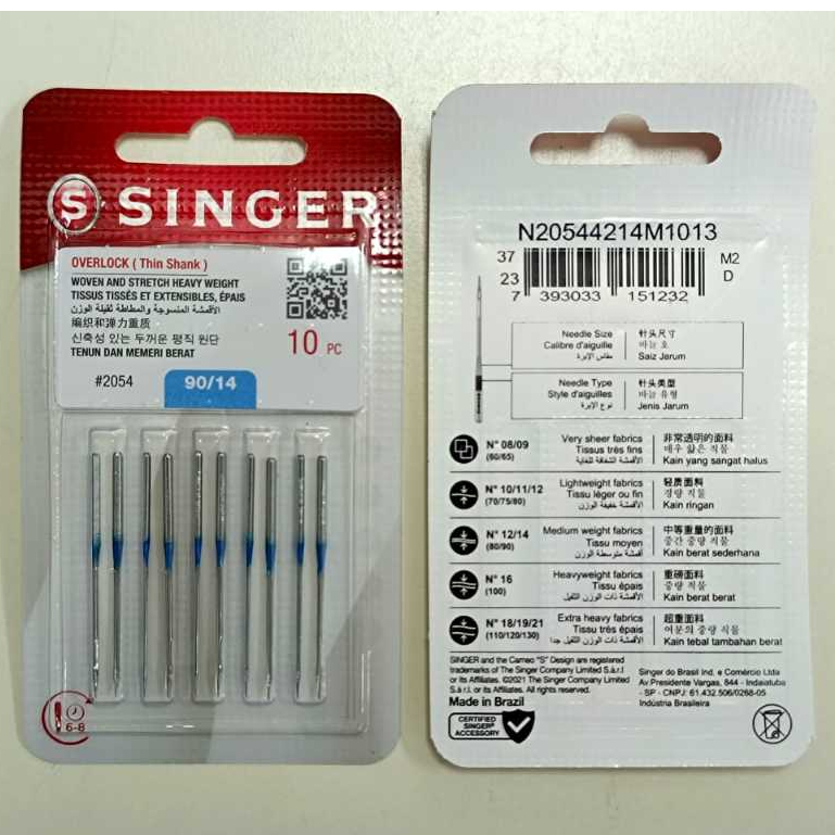 [10pcs/ Pack- ORIGINAL SINGER OVERLOCK#2054] Jarum Mesin Jahit Tepi/ Overlock Needles/ Sewing ...