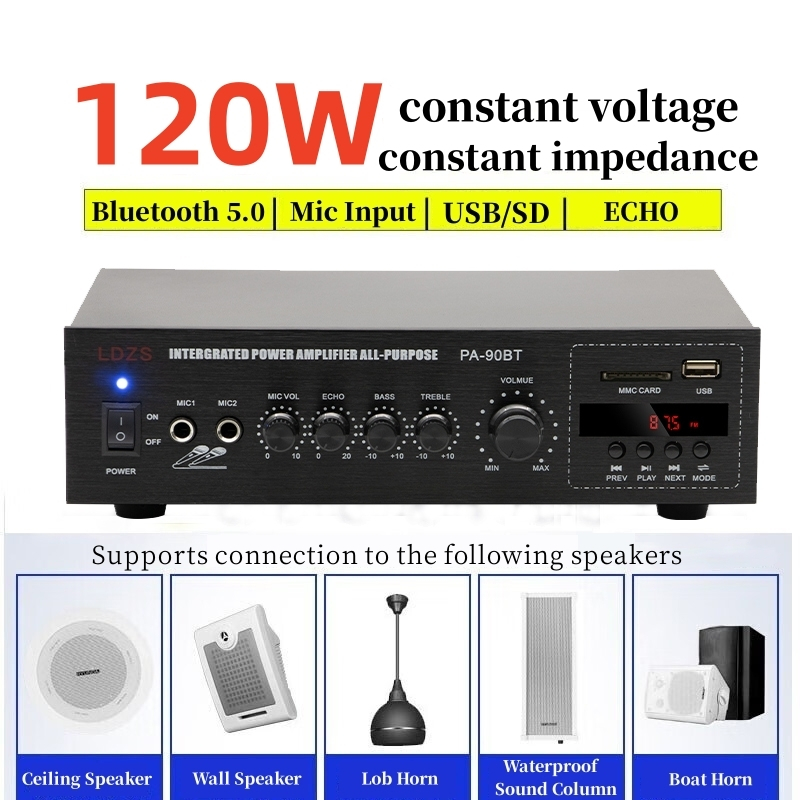 High Power Constant Voltage Bluetooth Amplifier Ceiling Speaker Audio Public Address PA System ...