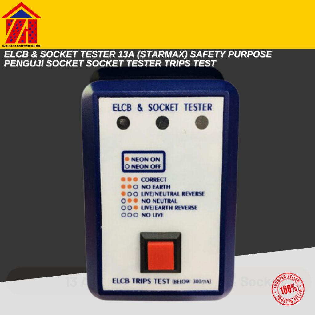 L MALL ELCB & Socket Tester 13A (STARMAX) Safety Purpose Penguji Socket ...