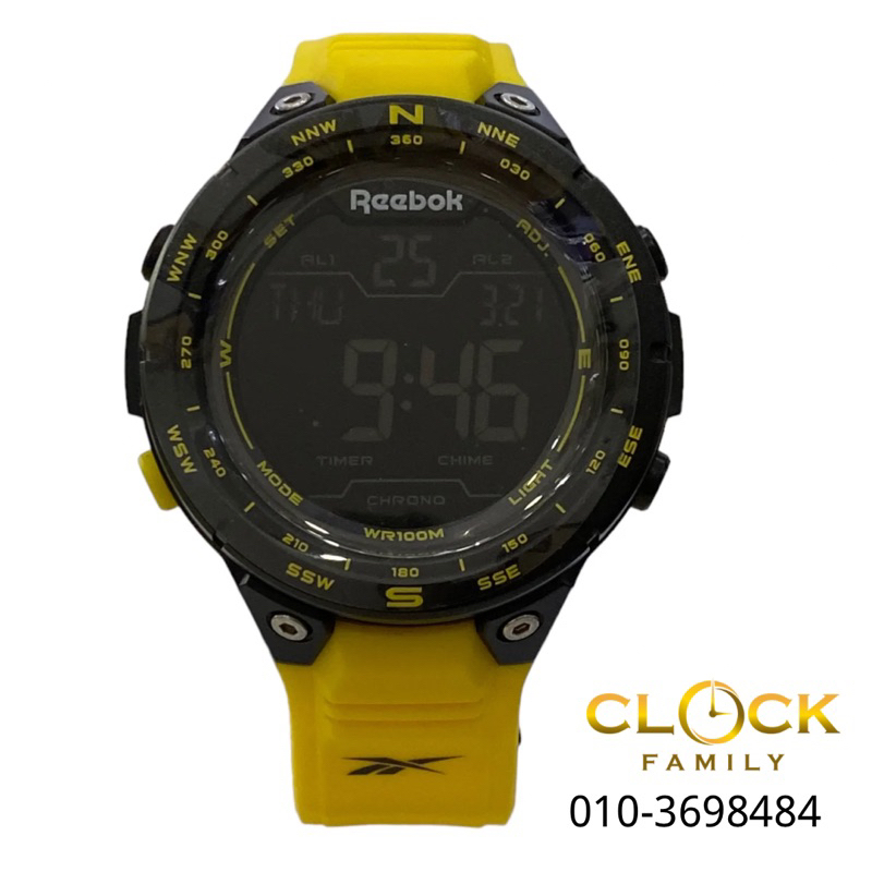 Reebok Digital Black Yellow Pu Rubber Strap Men Watch RV-SLM-G9-PBPY-BY ...