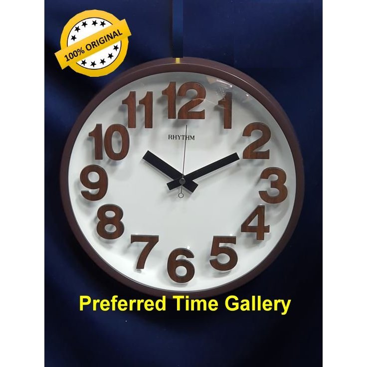 (Clock) 100% ORIGINAL Rhythm Wall Clock CMG480NR06 Brown Color Case,3D ...