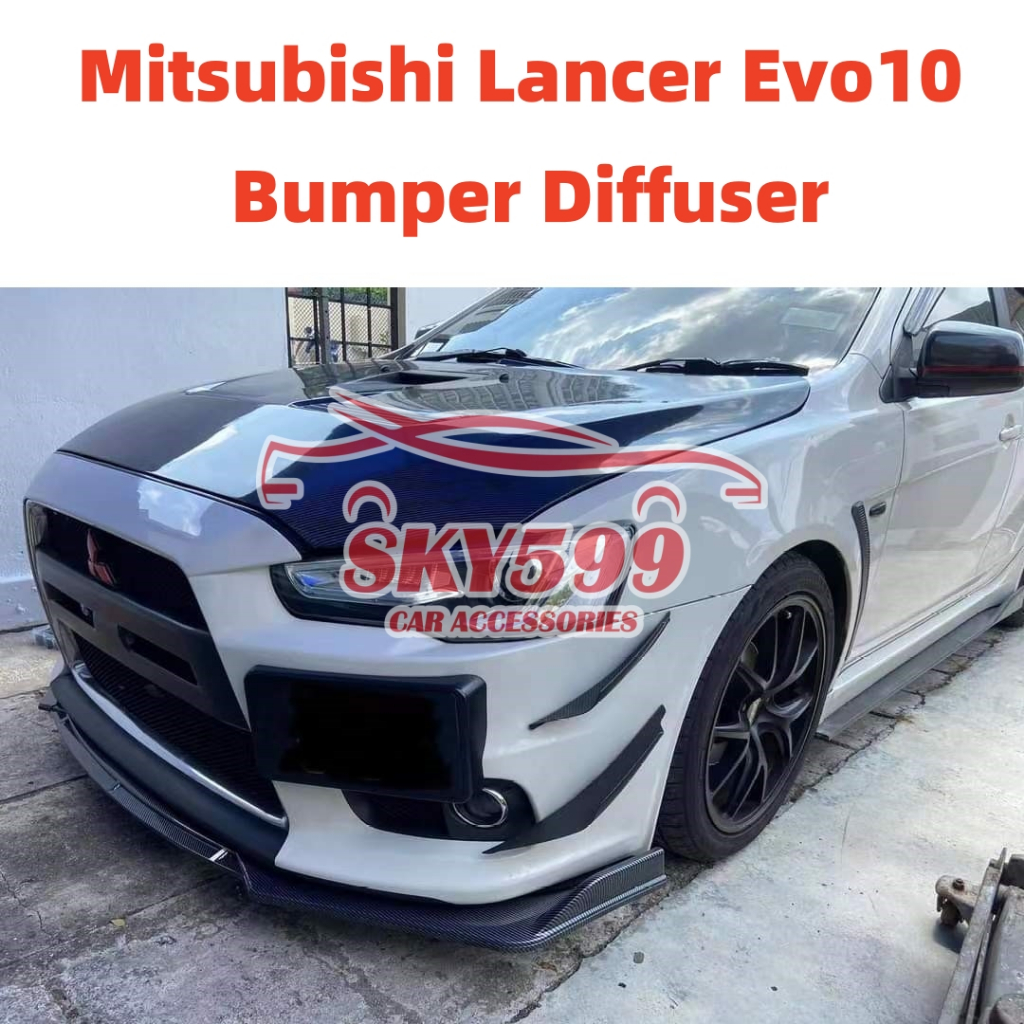 Mitsubishi Lancer evo 10 Front Bumper Diffuser Lip Wrap Angle Splitters ...