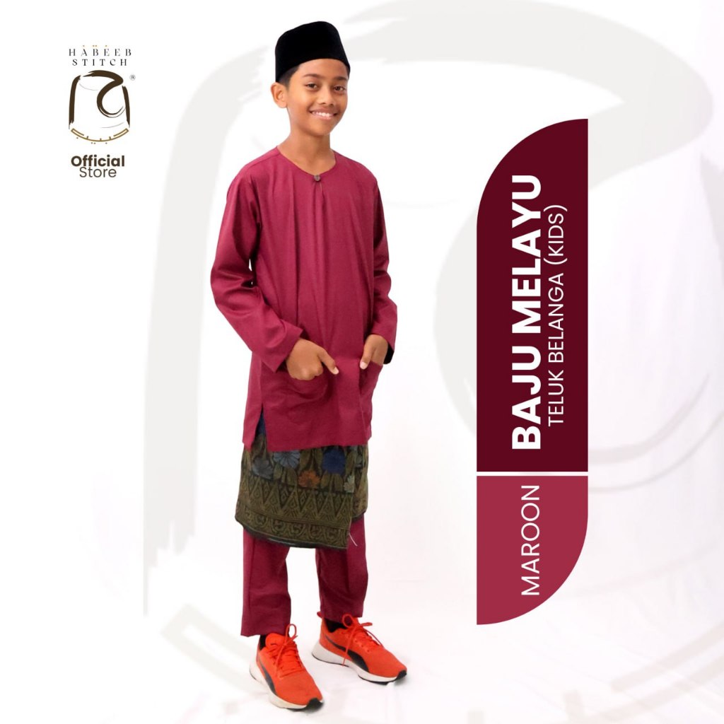 BAJU MELAYU TELUK BELANGA HABEEB STITCH 2024 (MAROON/KIDS) | Shopee ...