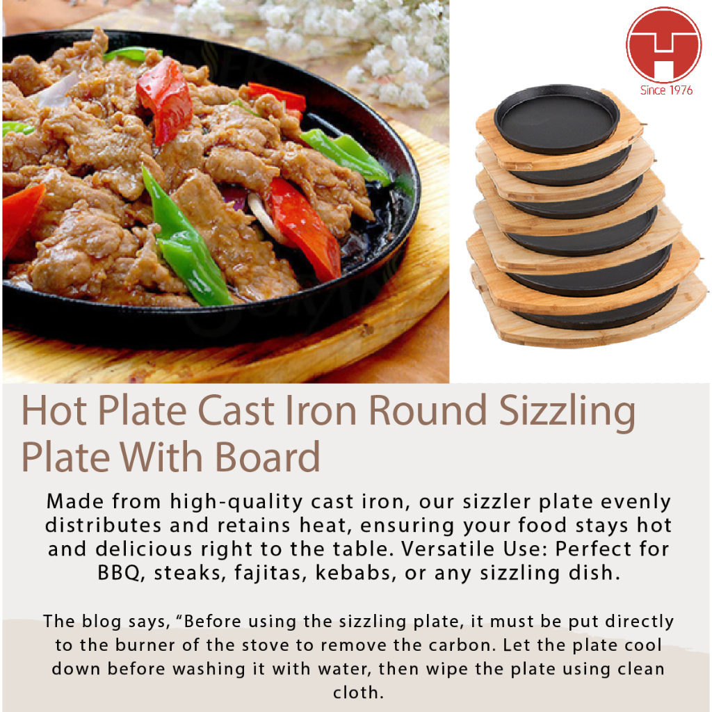 [TEOHIN] Cast Iron Hot Plate 18-28CM Great Heat Distribution for ...
