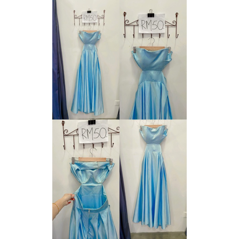 Neon Blue Tube Dress (Used) | Shopee Malaysia