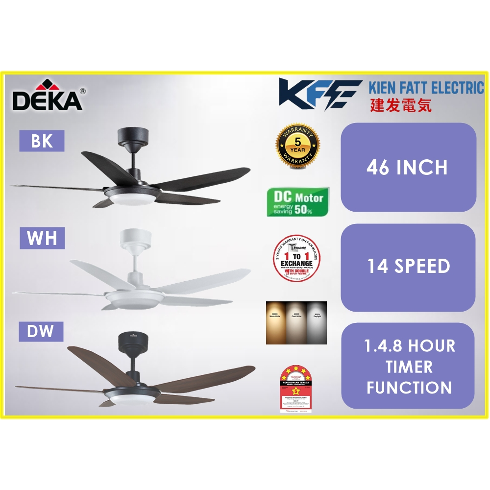 Deka 46'' DC Motor Kronos Ceiling Fan With 3 Led Light Selection F5DC ...