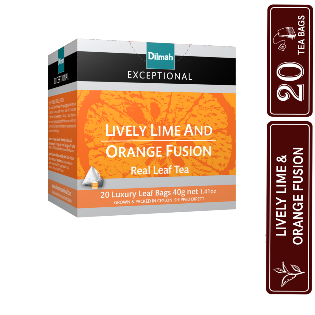 DILMAH Exceptional Lively Lime & Orange Fusion Real Leaf Tea 2g x 20 ...