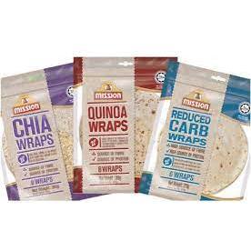 MISSION Tortilla Wrap/ Reduced Carb Wrap /Chia Seed Quinoa Wholemeal ...
