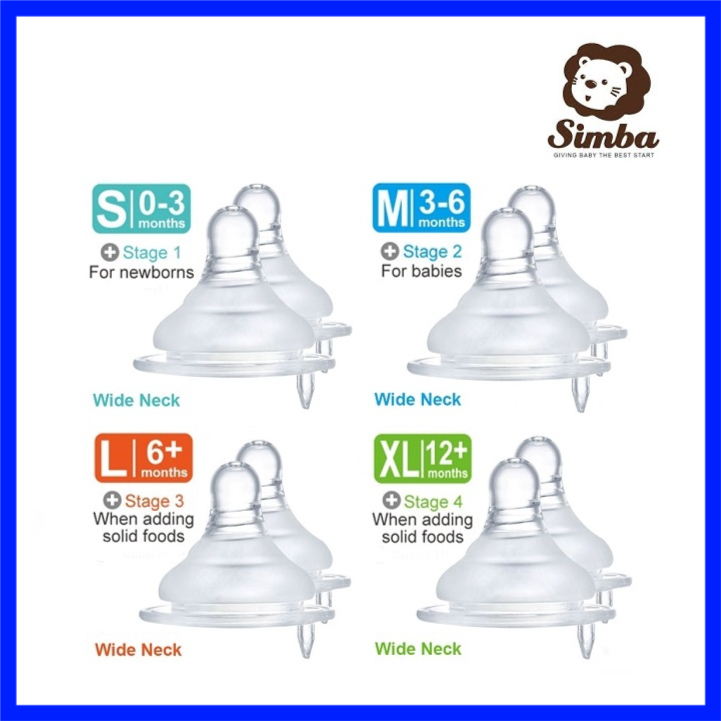 SIMBA MOTHER'S TOUCH WIDE NECK CROSS HOLE ANTI-COLIC NIPPLE Teat (2 PCS ...