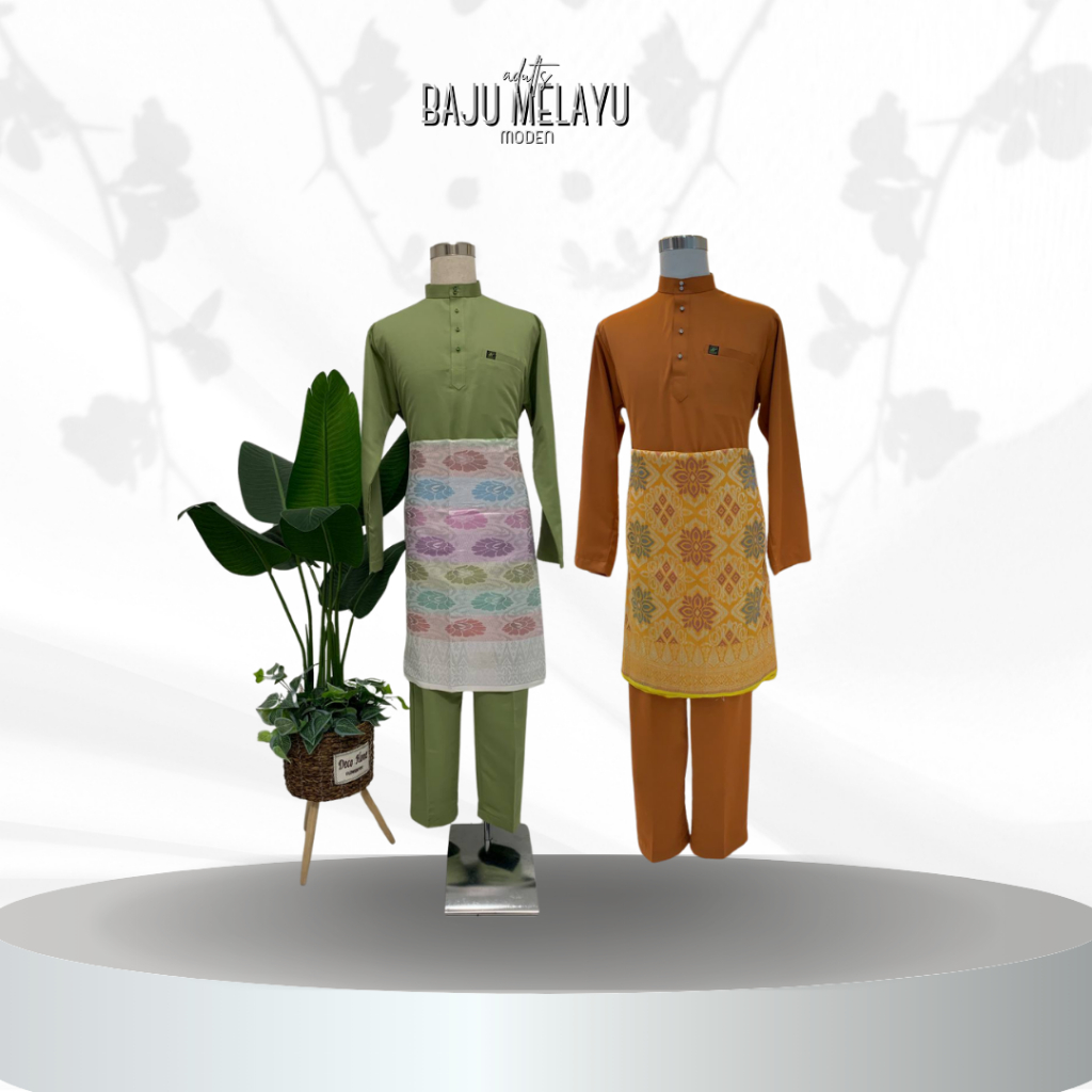 MOFF Baju Melayu Moden | Sakura Moden in BURNT ORANGE DAN GREEN TEA I ...