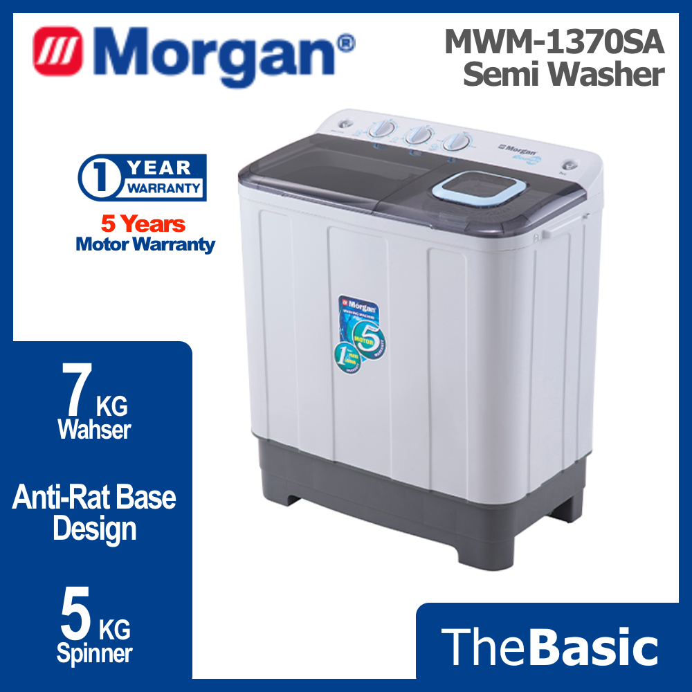MORGAN 7KG Twin Tub Washer Semi Auto Washing Machine ( MWM-1370SA ...