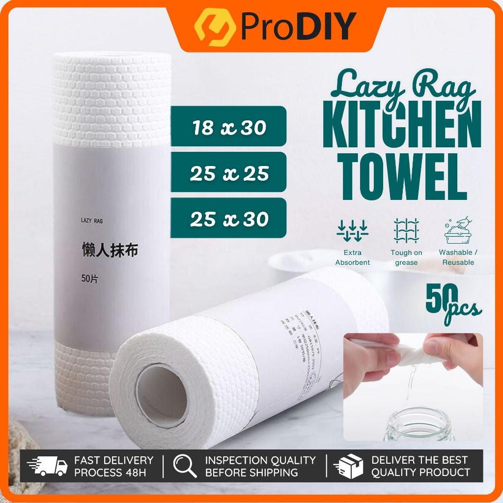 All Purpose Tissue Heavy Duty Kitchen Wipes Roll 50pcs Lazy Rag Non ...