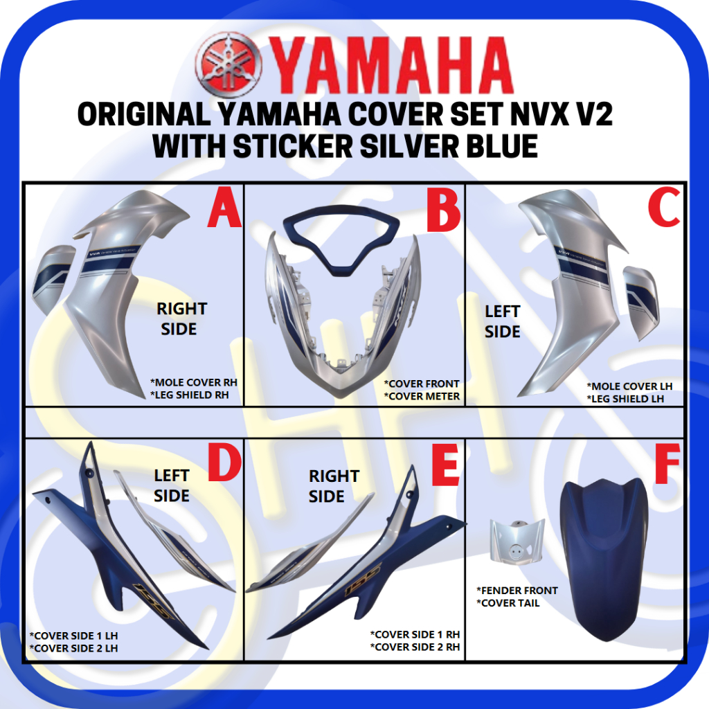 ORIGINAL YAMAHA COVER SET BODY SET MOTOR NVX V2 ABS NEW COLOUR BLUE ...