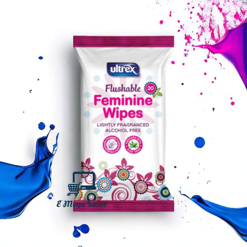 🇬🇧Ultrex Flushable Alcohol Free Intimate Feminine Wipes (20sheets ...