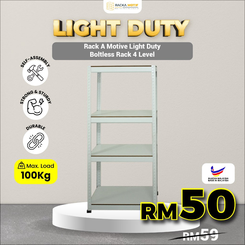 Rack A Motive Light Duty Boltless Rack 4 Level - Loading Hang up to ...