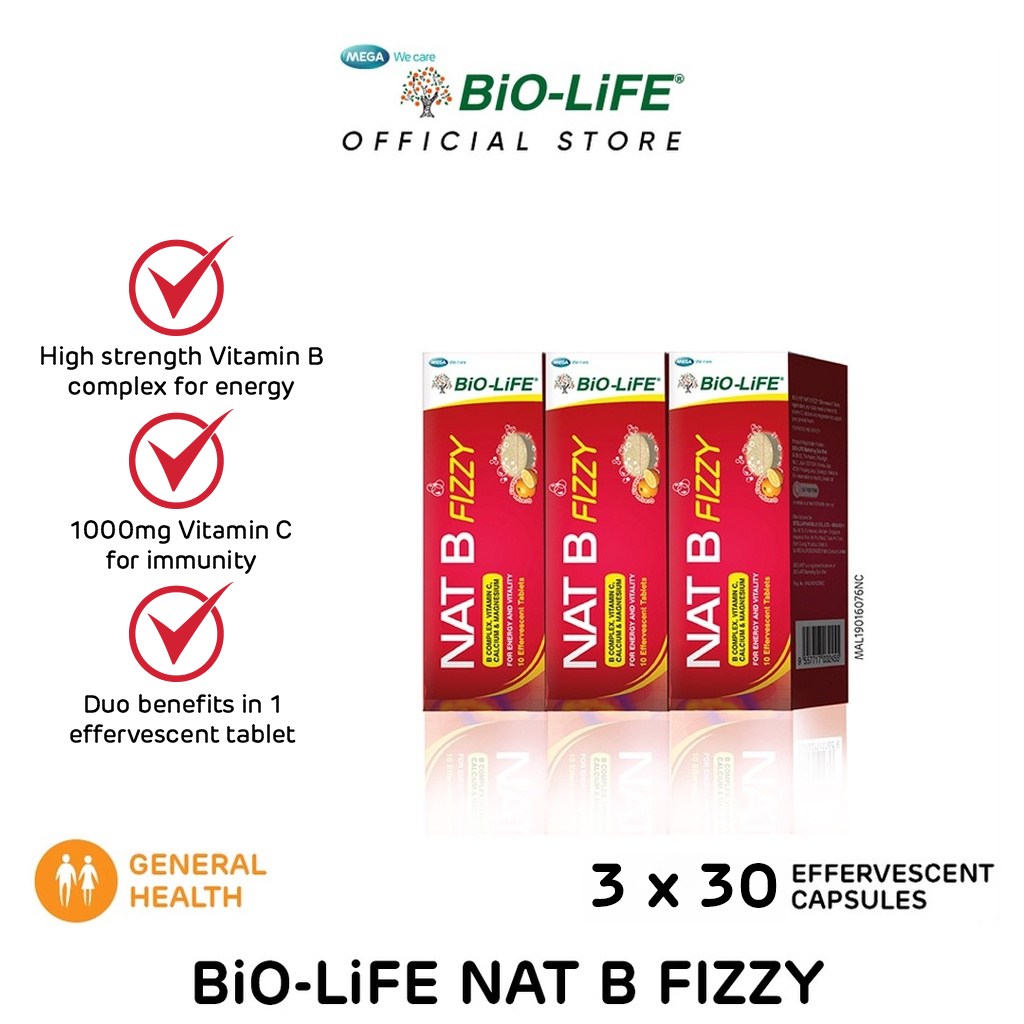 BiO-LiFE Nat B Fizzy 3 x 10 tablets (EXPIRY DATE NOVEMBER 2025 ...