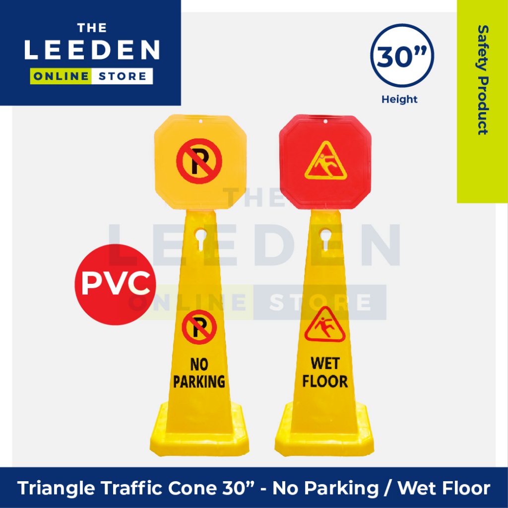 Safety Triangle Traffic Cone No Parking / Wet Floor 30 inch by Leeden ...