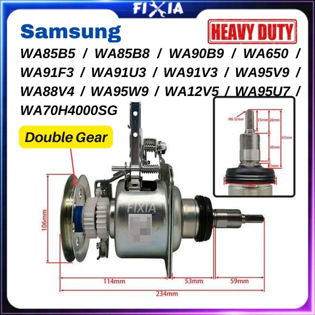 Heavy Duty Samsung WA85B5 WA85B8 WA90B9 WA650 WA91F3 (Double Gear ...