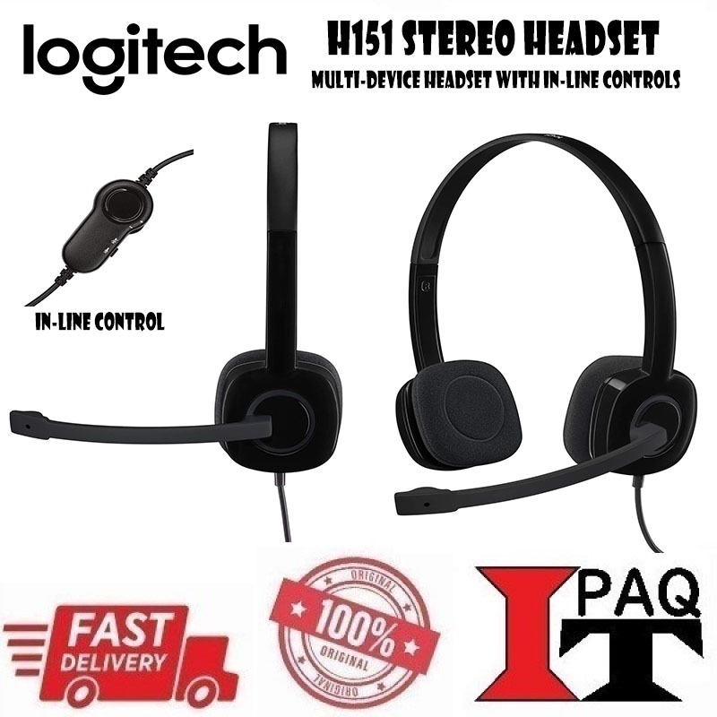LOGITECH H151 STEREO HEADSET (Multi-device headset with in-line ...