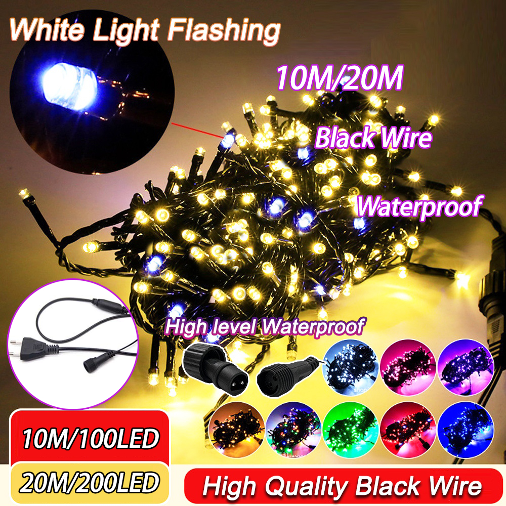 10M/20M Lampu Raya Led Light Strip Waterproof Outdoor Fairy Light ...