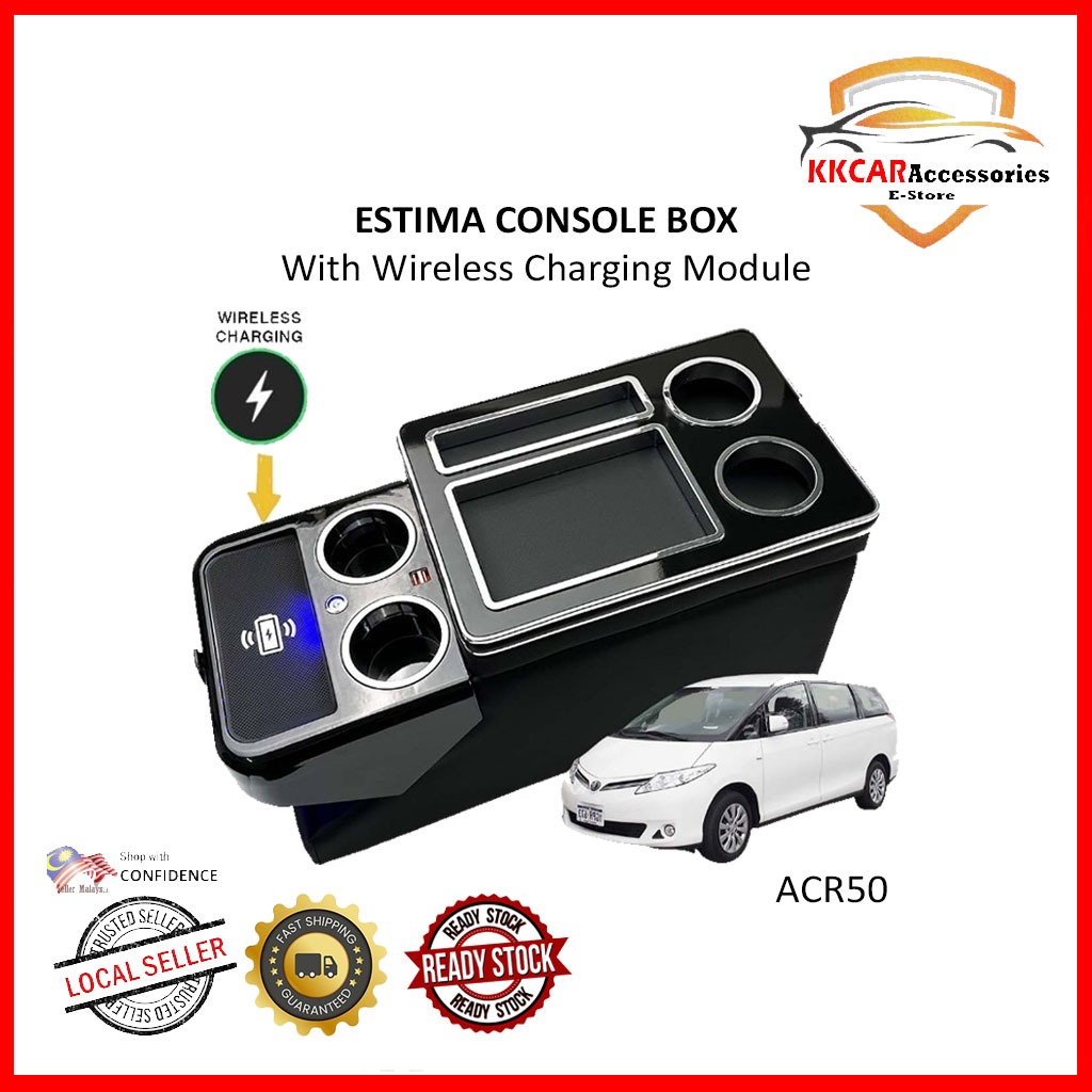 Toyota Estima Console Box Wireless Charging ACR30 ACR50 Previa Naza Ria ...