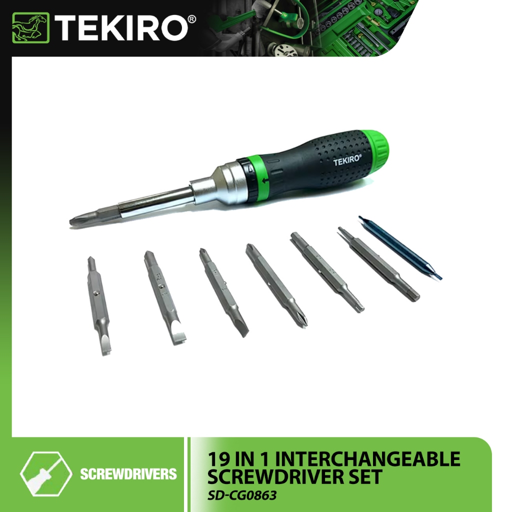TEKIRO 19 IN 1 INTERCHANGEABLE SCREWDRIVER SET ( SD-IS1465 ) | Shopee ...