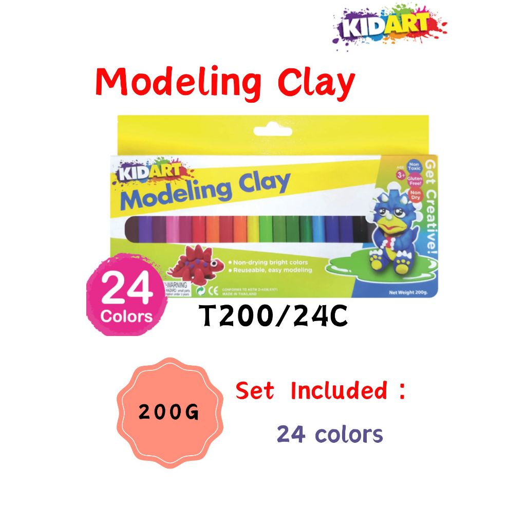 [ KIDART ] 200g Modeling Clay Bar 24 Colors Set | DIY Gift Set ...