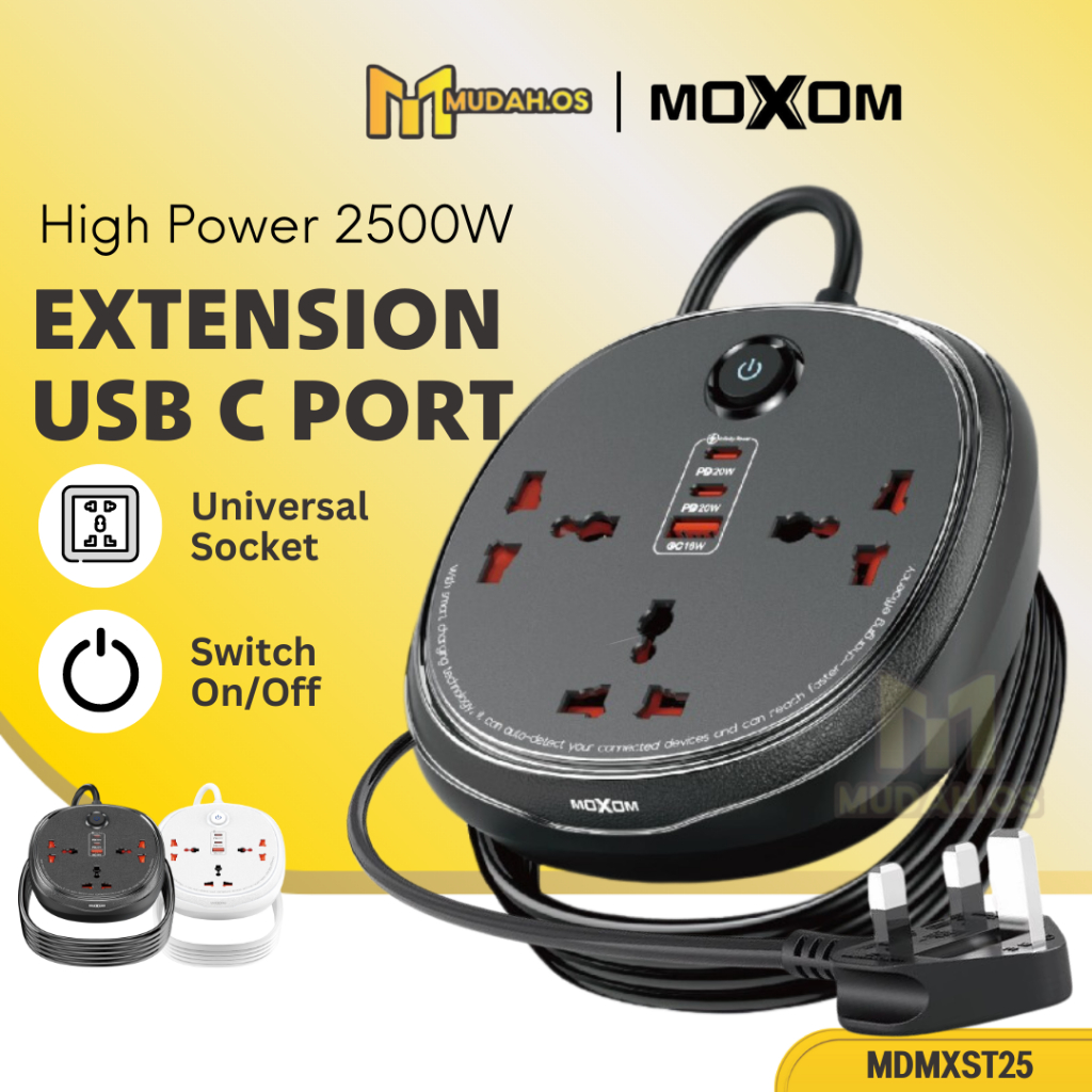 MOXOM Socket Trailing Cord Cable Extention Travel Extension Wire Plug ...