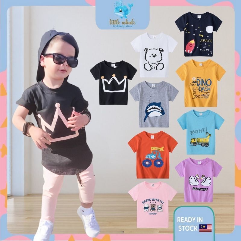 🐳 T-shirt Comel Bayi Kanak Kanak Newborn T-Shirt Baby Boy Girl Unisex ...