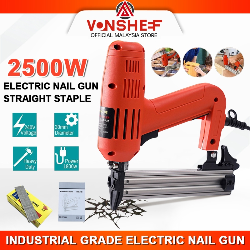 Profesional Electric Nail Gun Mesin Paku 15-30mmElectric Straight Nail ...
