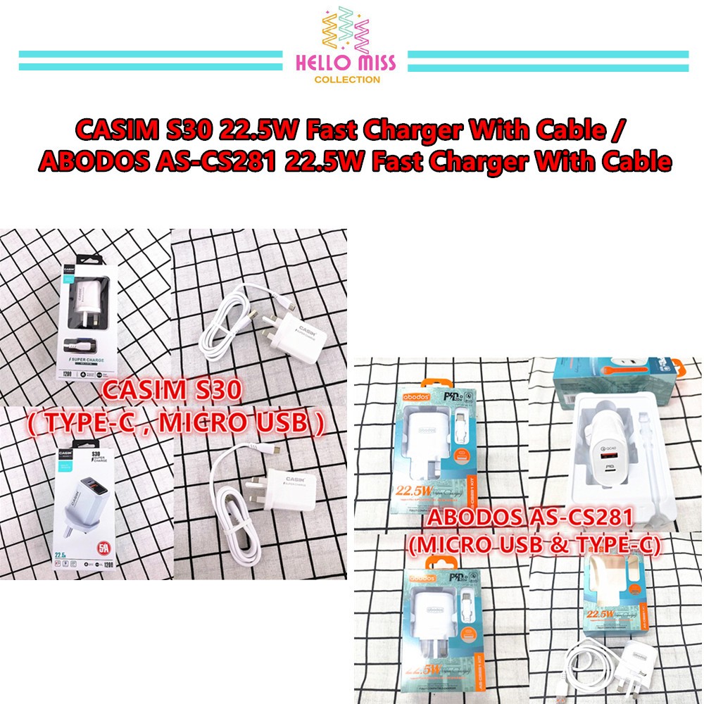 CASIM S30 22.5W Fast Charger With Cable / ABODOS AS-CS281 22.5W Fast ...