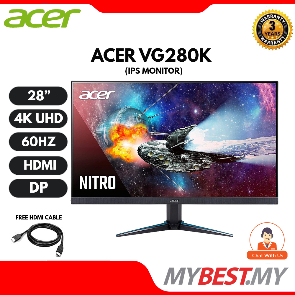 Acer Nitro VG280K 28" IPS 4K 60HZ 4MS G-SYNC Compatible Gaming Monitor | Shopee Malaysia