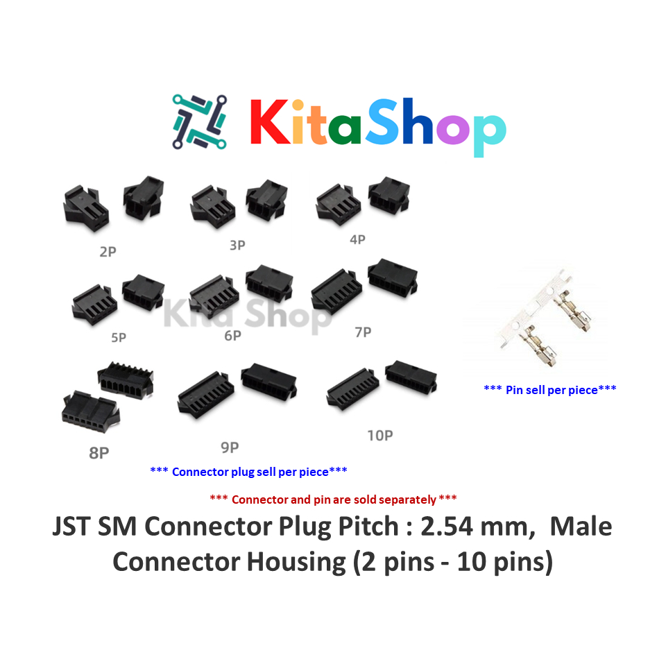 JST SM Connector Plug Pitch : 2.54 mm, Male Connector Housing (2 pins - 10 pins) | Shopee Malaysia