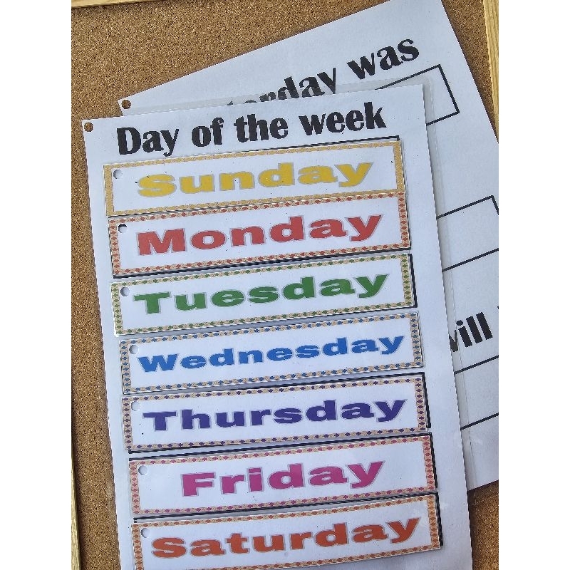 Days of the week flash cards, montessori learning, preshool worksheet ...