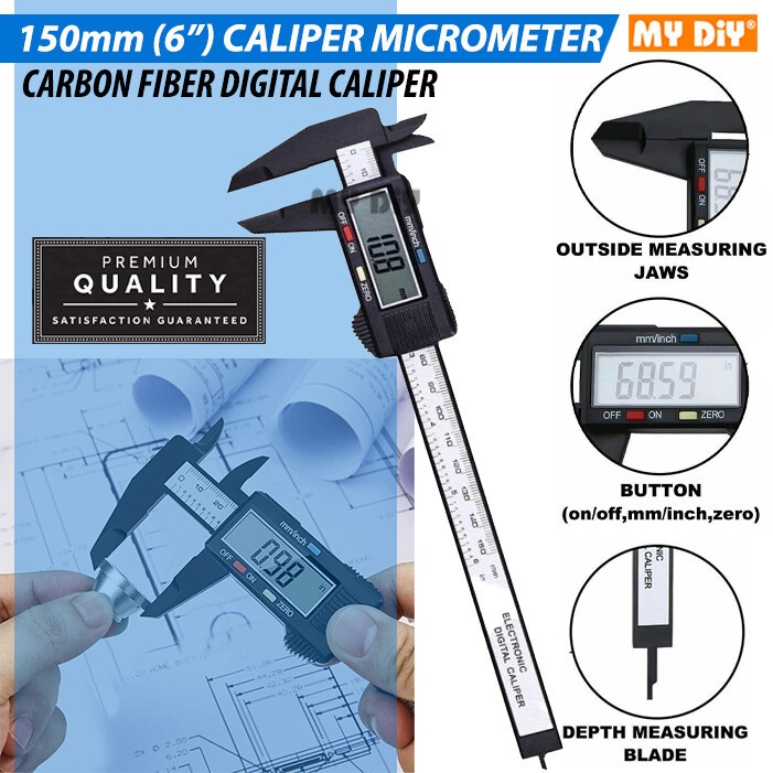 READY STOCK !!! 150MM CARBON FIBER DIGITAL CALIPER MICROMETER PRECISION ...
