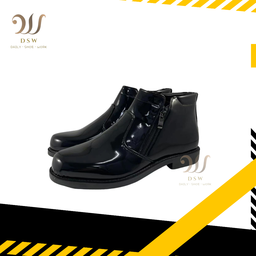 (Size39-46) Kasut Kilat Polis/PDRM Men Mid Cut Double Zip | Shopee Malaysia