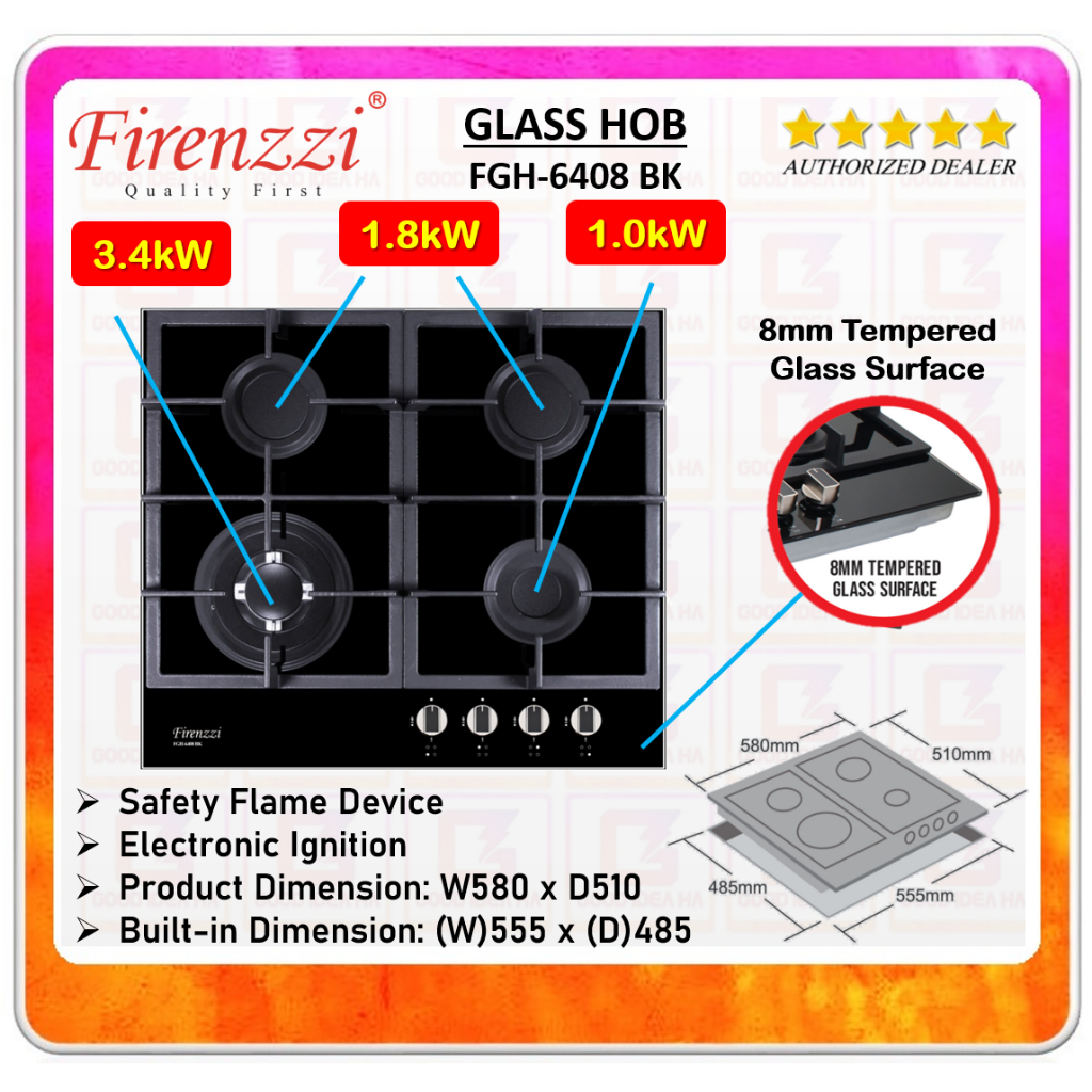 4 Burner Glass Hob With safety device | Shopee Malaysia