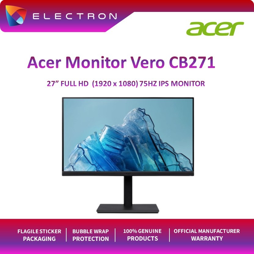 Acer Vero CB271 27" FHD 75Hz Flat Monitor (USB-C, HDMI, 3 Yrs Wrty) | Shopee Malaysia