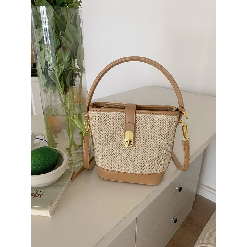 Korean Stylo Woven Knitted Beg Rotan Woman Rattan Sling Bag Handbag ...