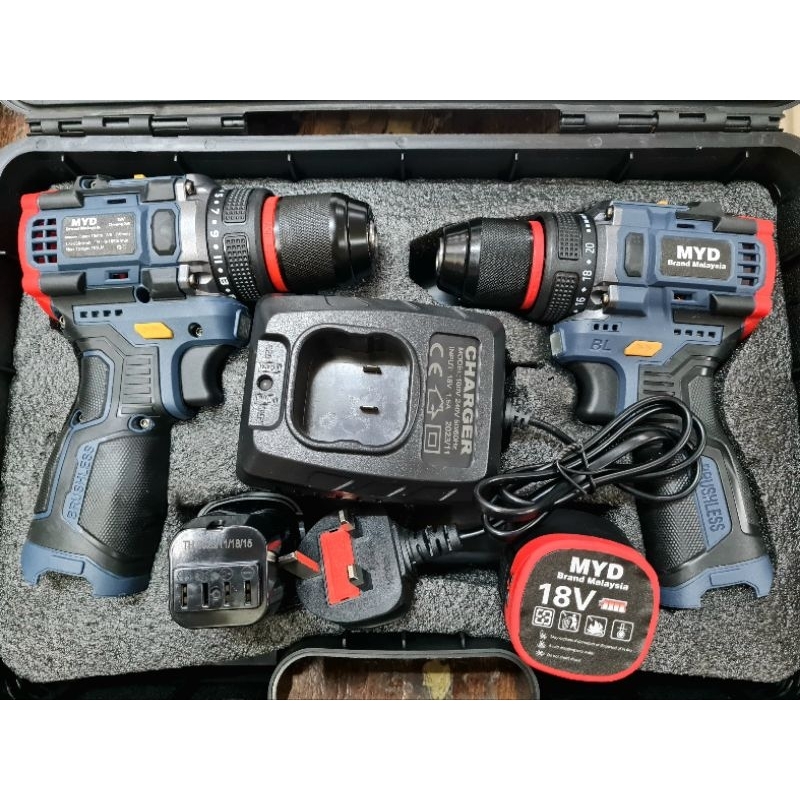 MYD 18v Grey Combo set 1/4" 3 Speed impact Driver drill + Hi-spec 10mm ...