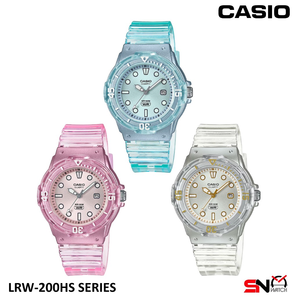Casio LRW-200HS Date Display Quartz Analog Transparent Resin Band ...