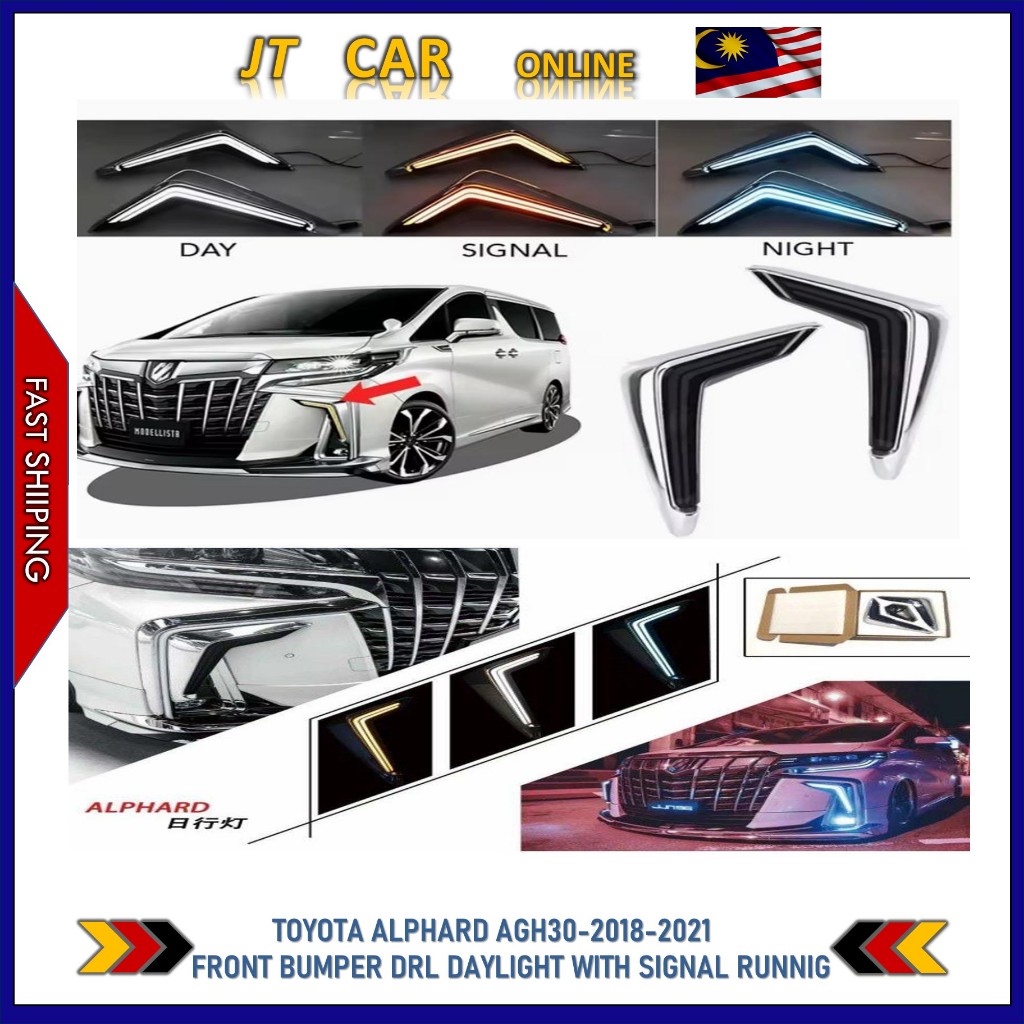 Toyota Alphard 3colour AGH30 2018-2021 Front Bumper DRL Daylight With ...