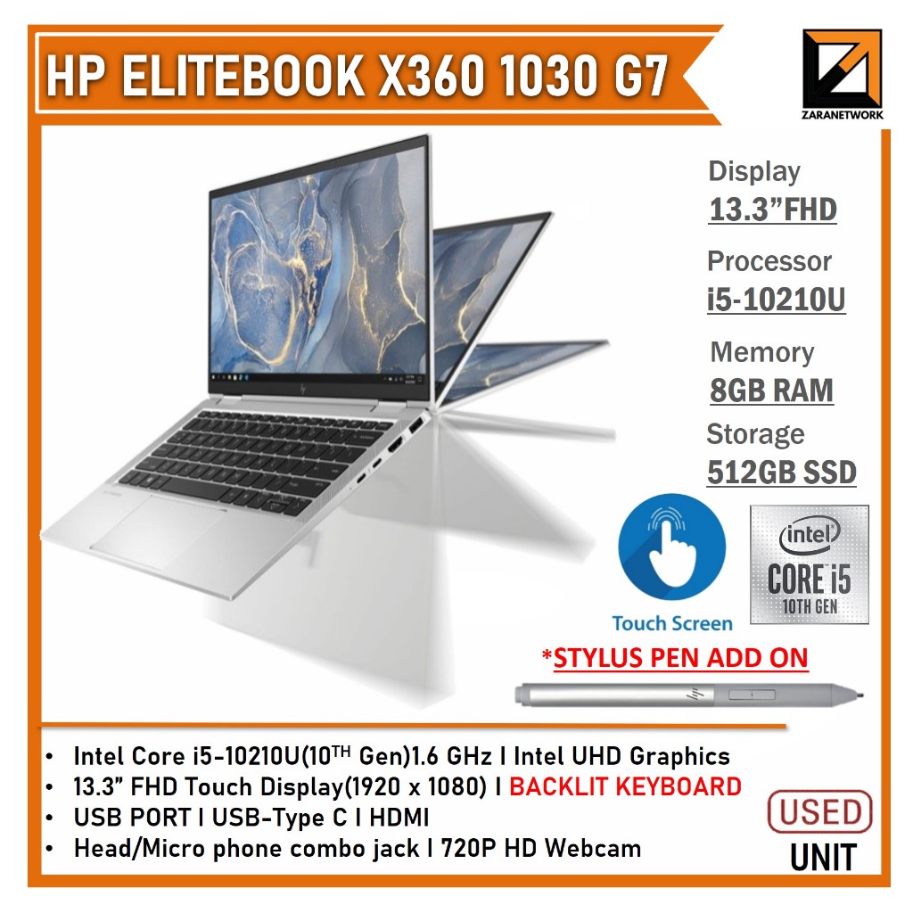 HP EliteBook TOUCH SCREEN X360 1030 G4 / G7 (1 YEAR WARRANTY T&C) Core ...